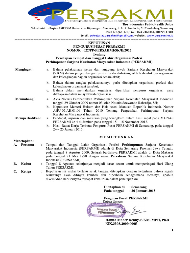 Sejarah PERSAKMI dan Keputusan Organisasi | PDF