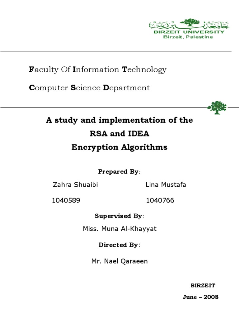 RSA and IDEA Security Algorithms | PDF | Key (Cryptography) | Cryptography