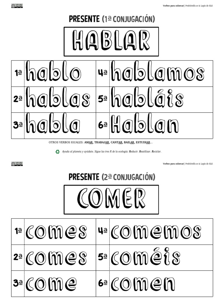 Verbos Colorear | PDF | Morfología Lingüística | Sintaxis