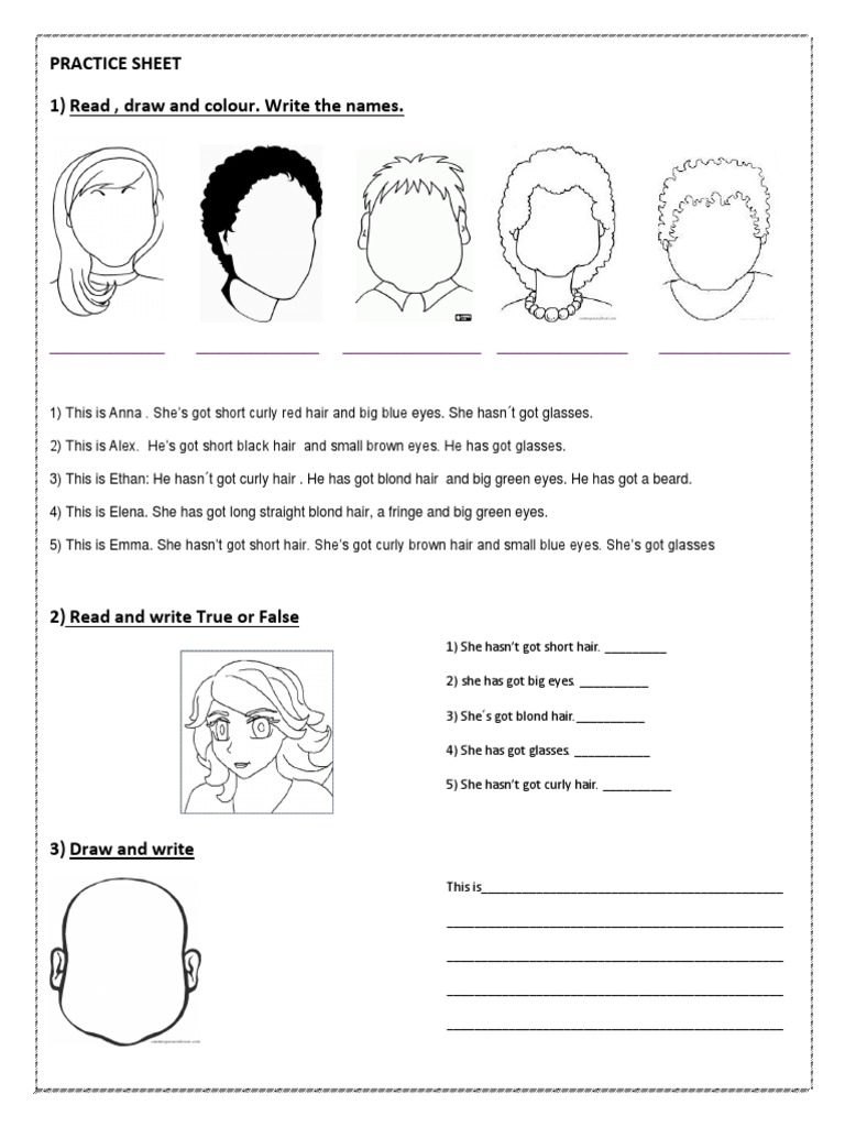 PRACTICE SHEET Physical Description | PDF