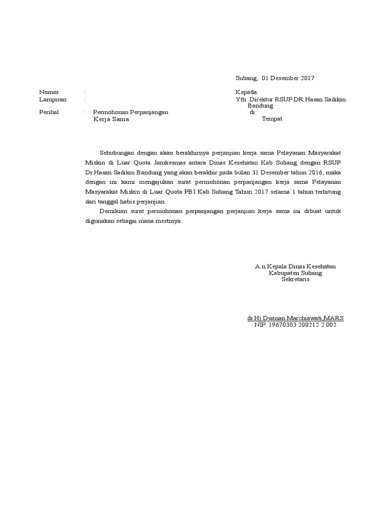 Surat Permohonan PKS | PDF