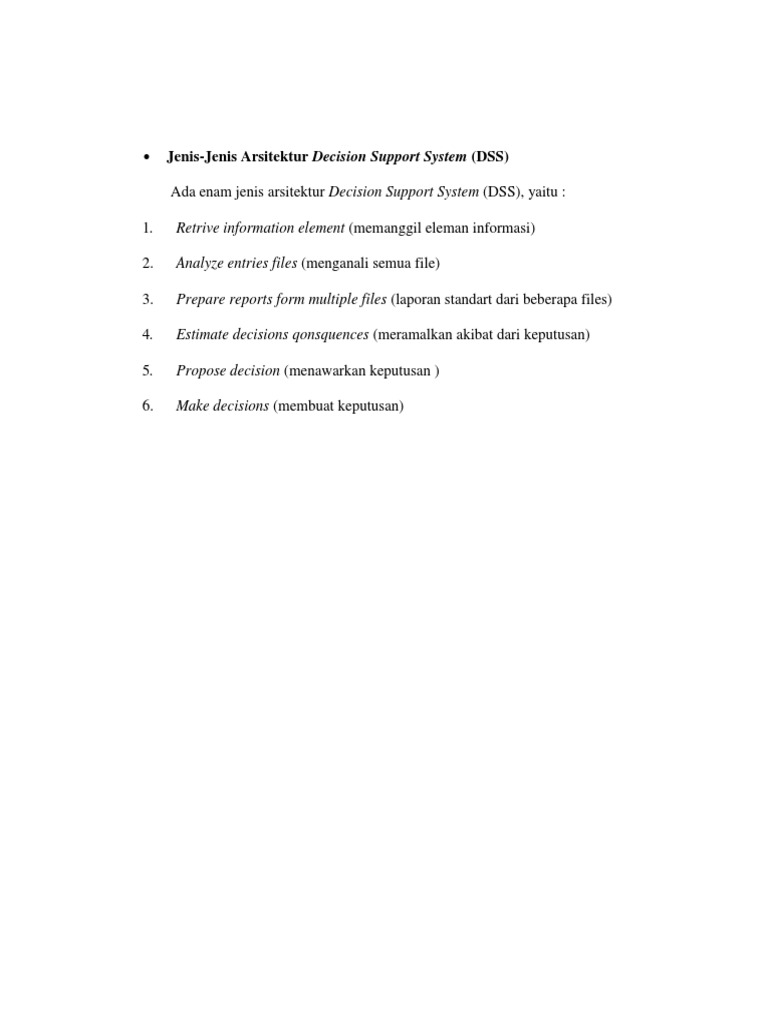 Jenis-Jenis Arsitektur Sistem Pendukung Keputusan | PDF Jenis-Jenis Arsitektur Sistem Pendukung Keputusan | PDF
