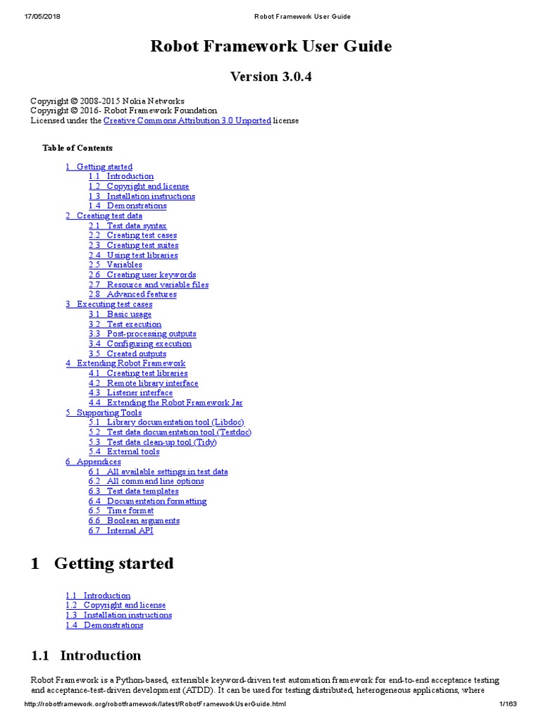 Robot Framework User Guide | Html | Python (Programming Language)