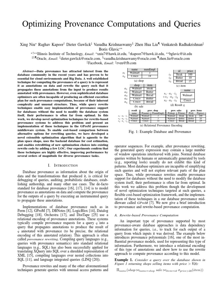 Optimizing Provenance Computations and Queries | Download Free PDF | Relational Database ...