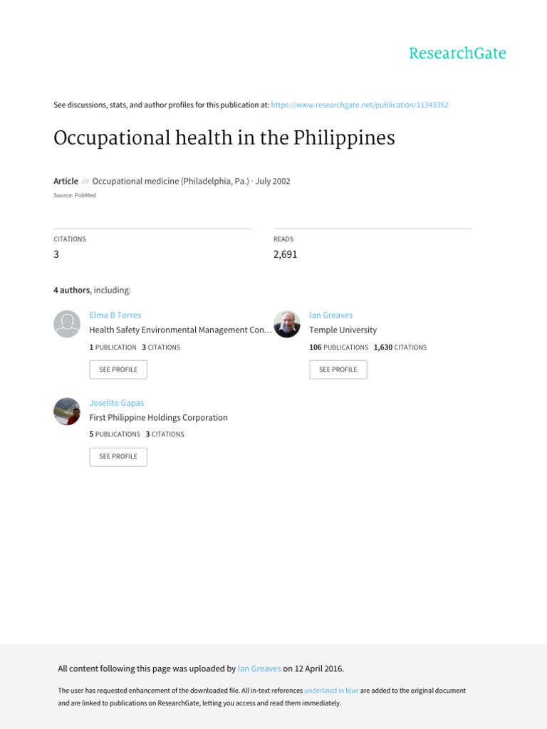 OSH in Philippines | PDF | Occupational Safety And Health | Employment