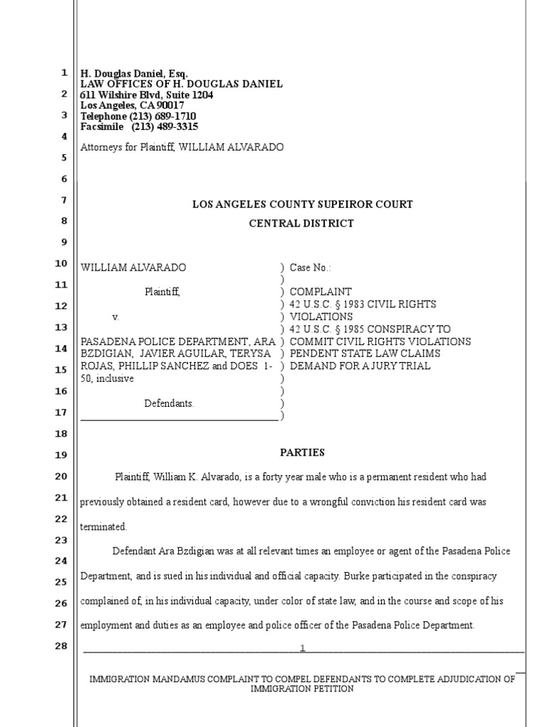 1983 Complaint | PDF | Damages | Intentional Infliction Of Emotional Distress