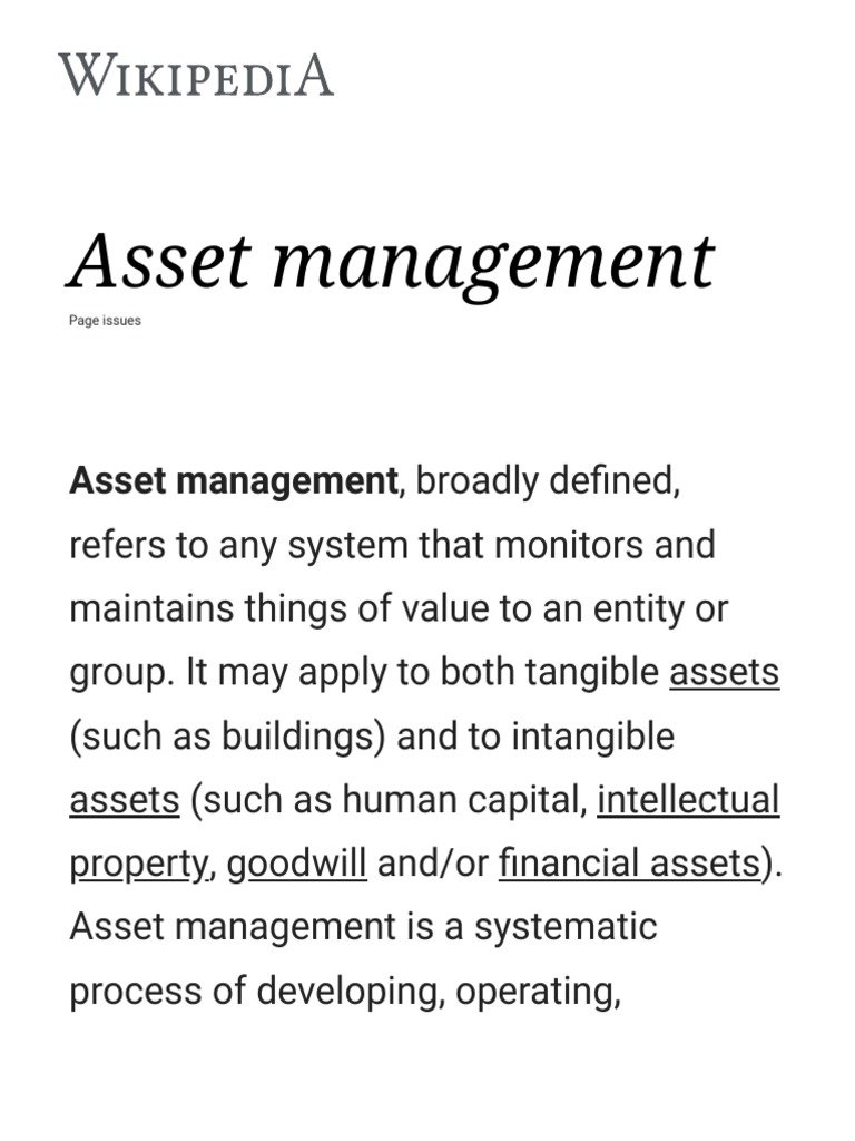 Asset Management | PDF | Asset Management | Business