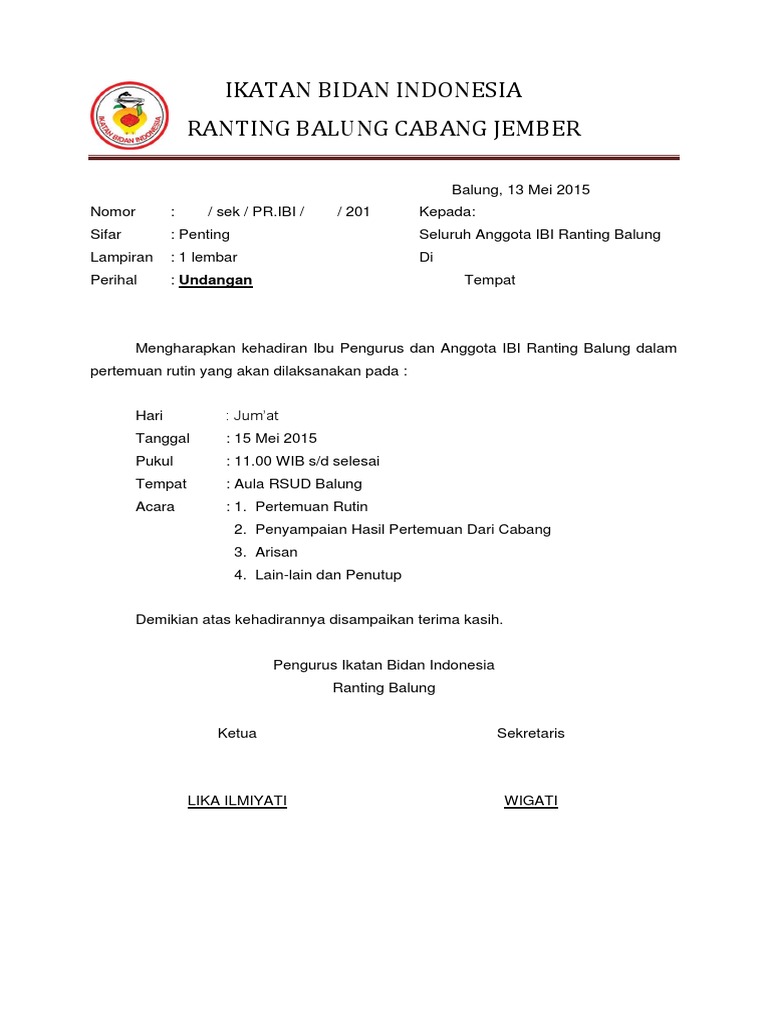 Undangan Ranting Ibi | PDF