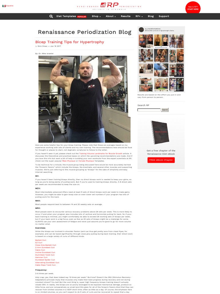 Bicep Training Tips For Hypertrophy - Renaissance Periodization | PDF ...