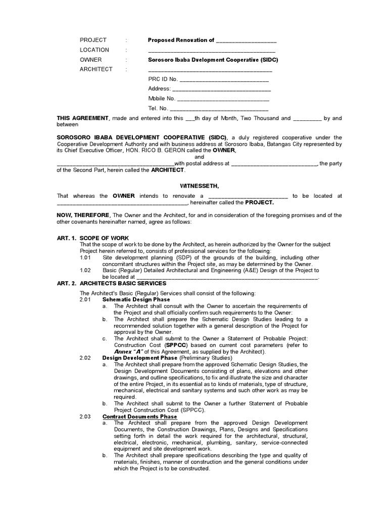 Renovation Contract Visayas | PDF | Architect | Specification (Technical Standard)