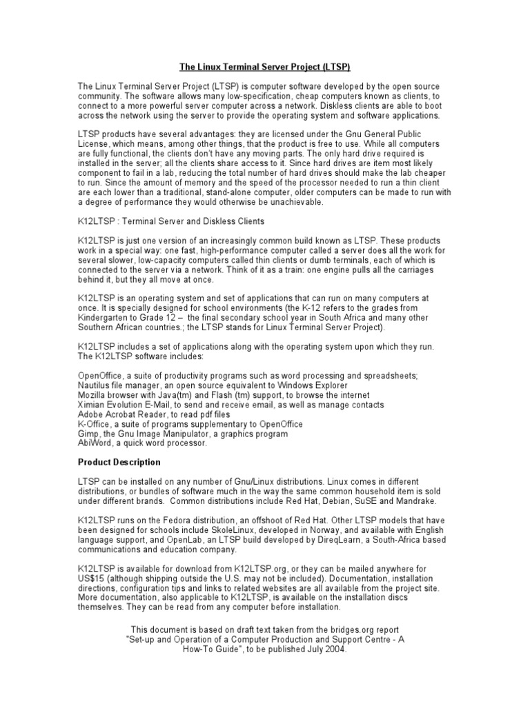 Linux Terminal Server Project Pdf Linux Linux Distribution
