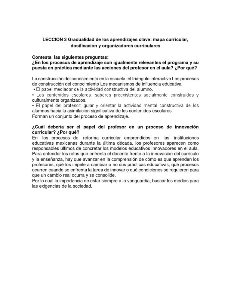 LECCION 3 Gradualidad de Los Aprendizajes Clave | PDF