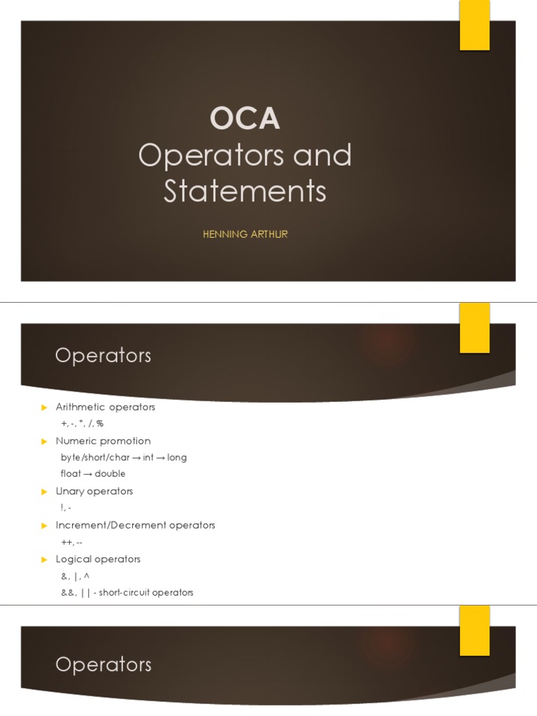 OCA Operators and Statements | PDF | Control Flow | C (Programming Language)