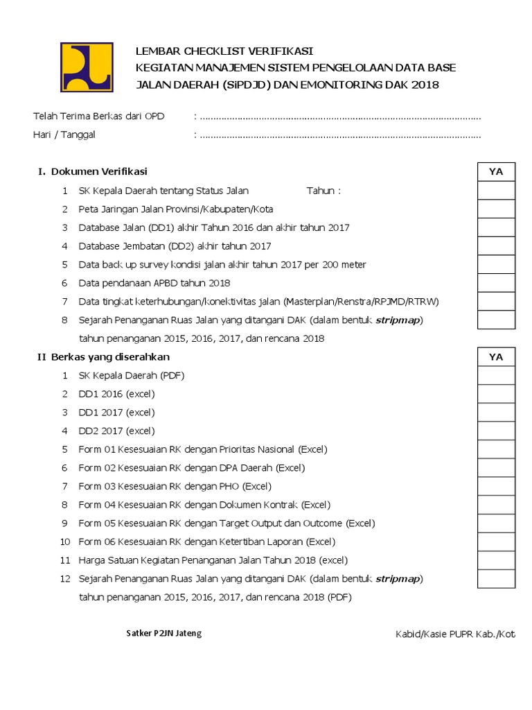 Checklist Verifikasi | PDF
