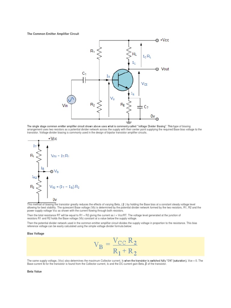 The Common Emitter Amplifier Circuit Pdf Amplifier Bipolar