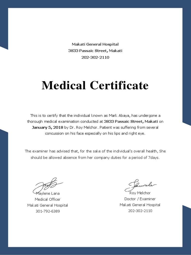 Medical Certificate Template | PDF
