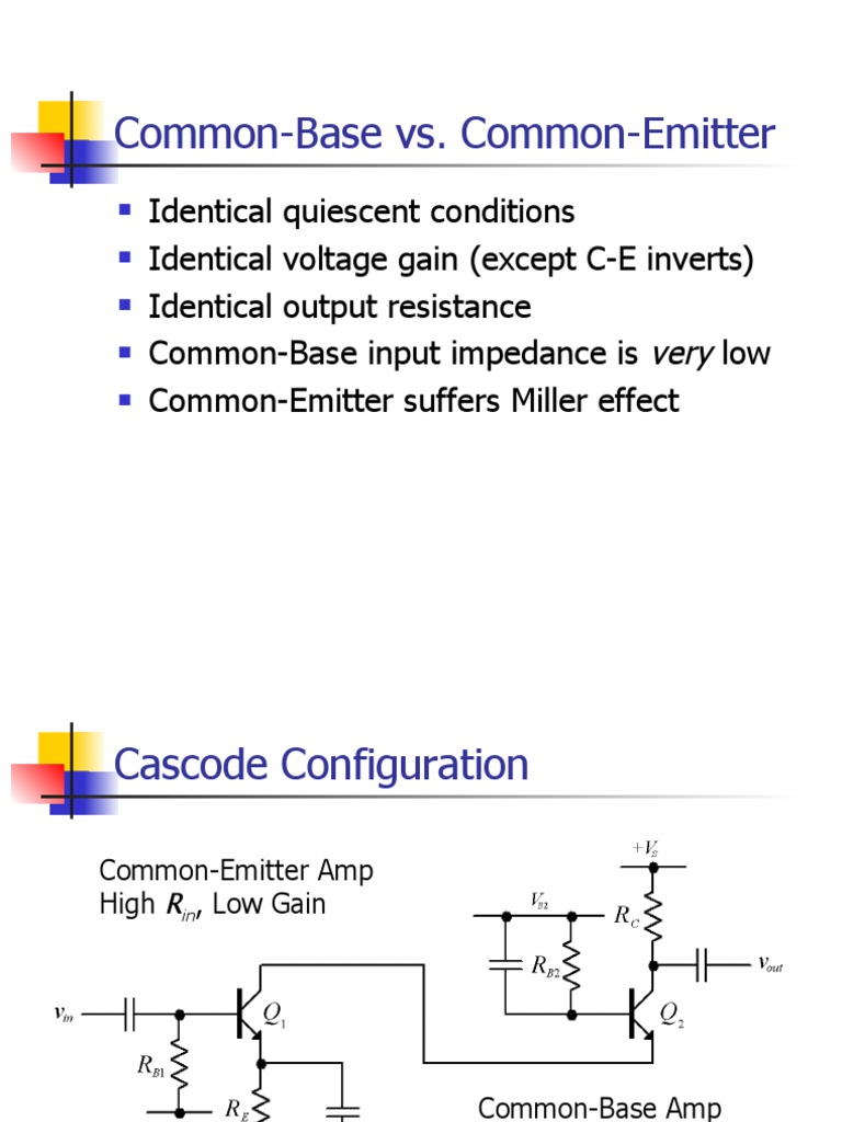 Common-Base vs. Common-Emitter: Low Rin vs. High Gain | PDF | Analog ...