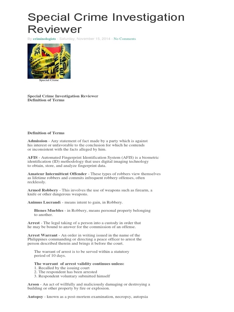 Bigwas Special Crime Investigation Reviewer | Download Free PDF ...