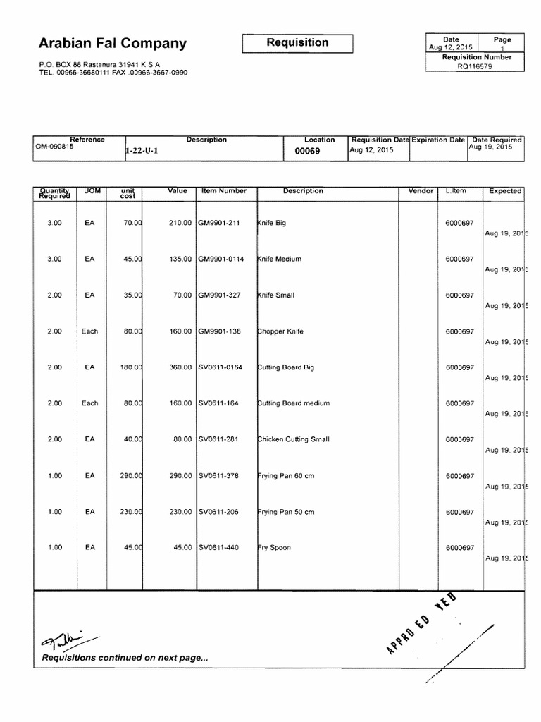 Arabian Fal Company: Requisition | PDF | Home | Domestic Implements