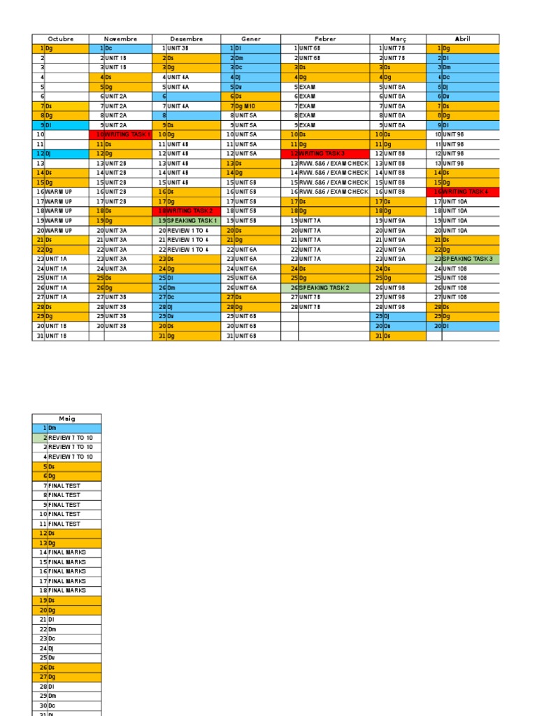 Copia de Calendar by Units | PDF