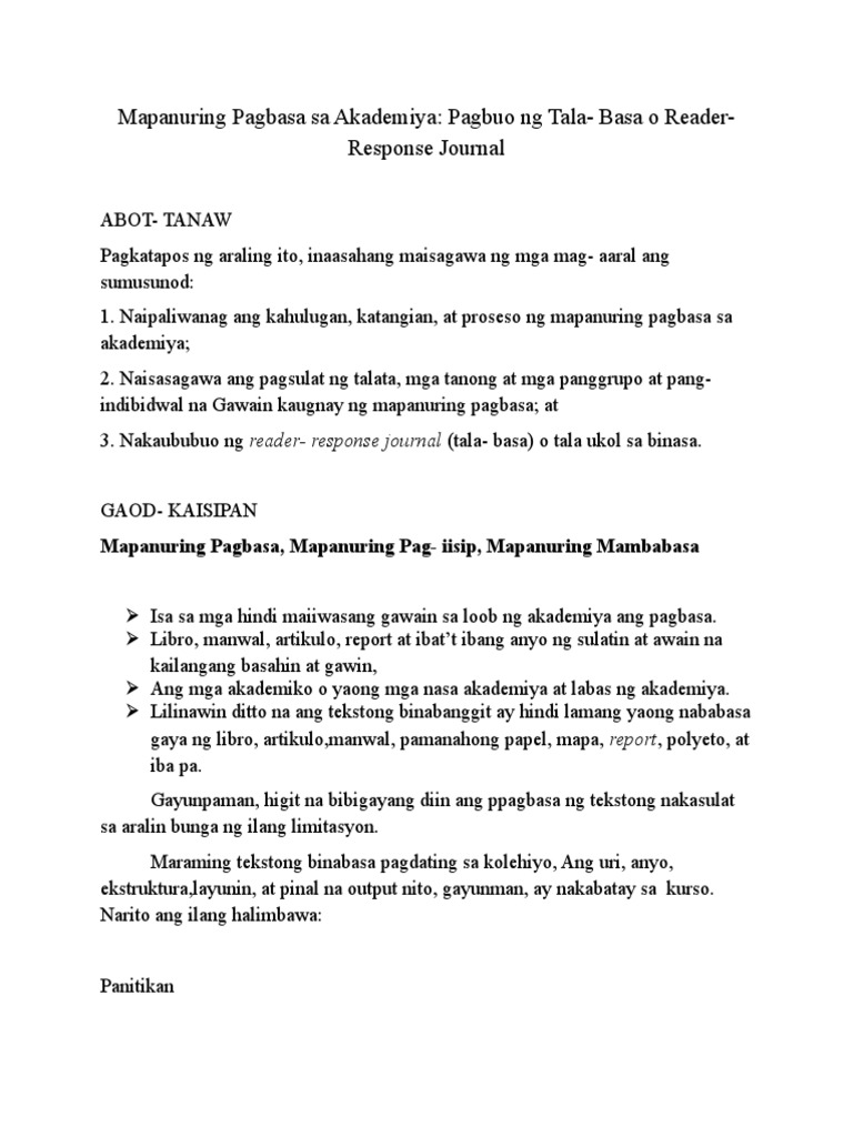 Mapanuring Pagbasa Sa Akademiya | PDF