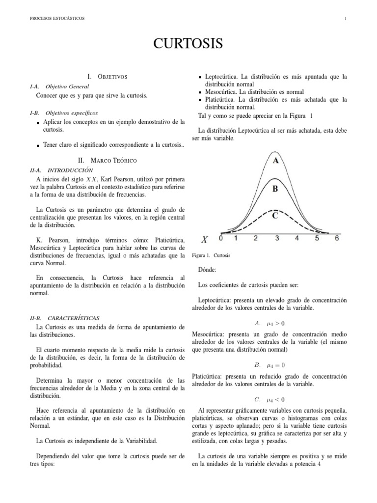 Curtosis | PDF | Teoría estadística | Enseñanza de matemática