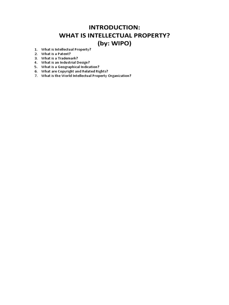 What Is Intellectual Property | PDF | Intellectual Property | Patent