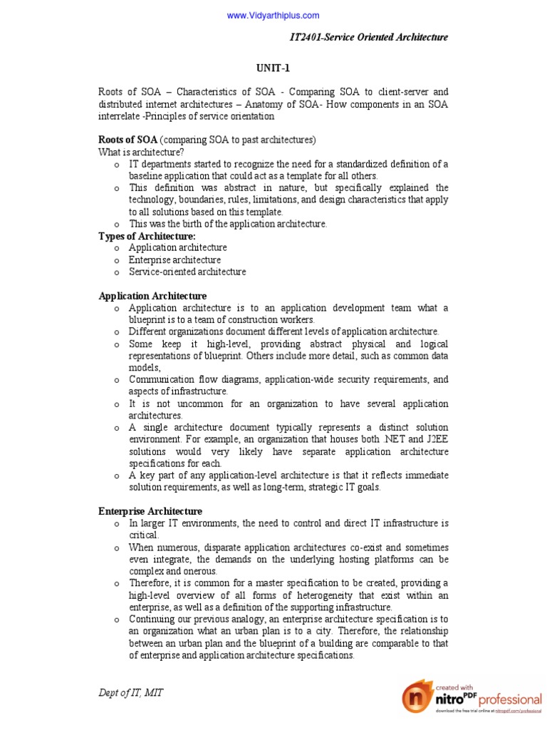 Unit 1soa | PDF | Service Oriented Architecture | Client–Server Model