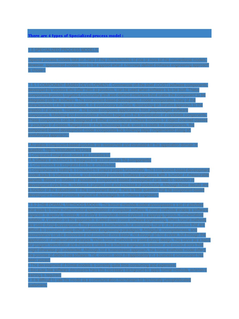 There Are 4 Types of Specialized Process Model | PDF | Component Based Software Engineering ...