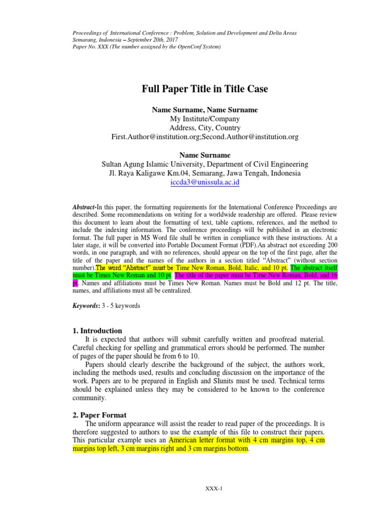 Full Paper Title in Title Case: Name Surname, Name Surname | PDF ...