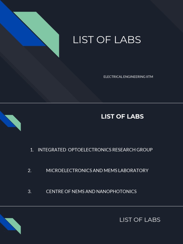 List of Labs: Electrical Engineering Iitm | PDF