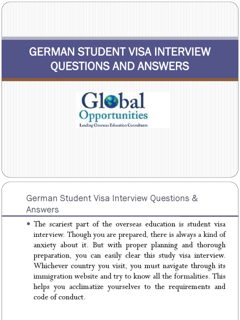 German Student Visa Interview Questions and Answers | PDF | Germany ...