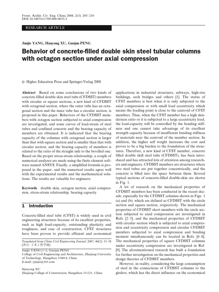 Behavior of Concrete-Filled Double Skin Steel Tubular Columns With ...