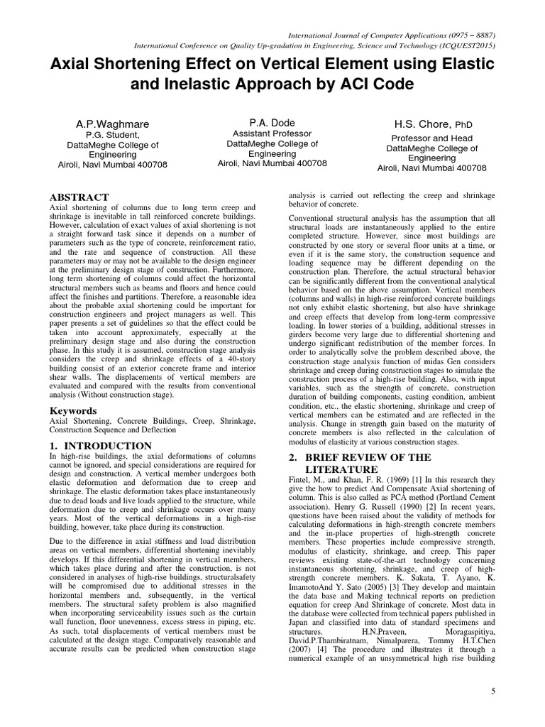 Axial Shortening Effect On Vertical Element | PDF | Deformation ...