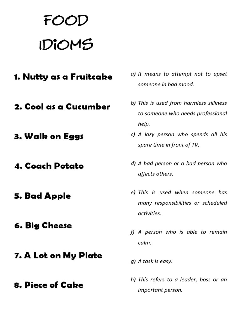 Food Idioms Explained | PDF