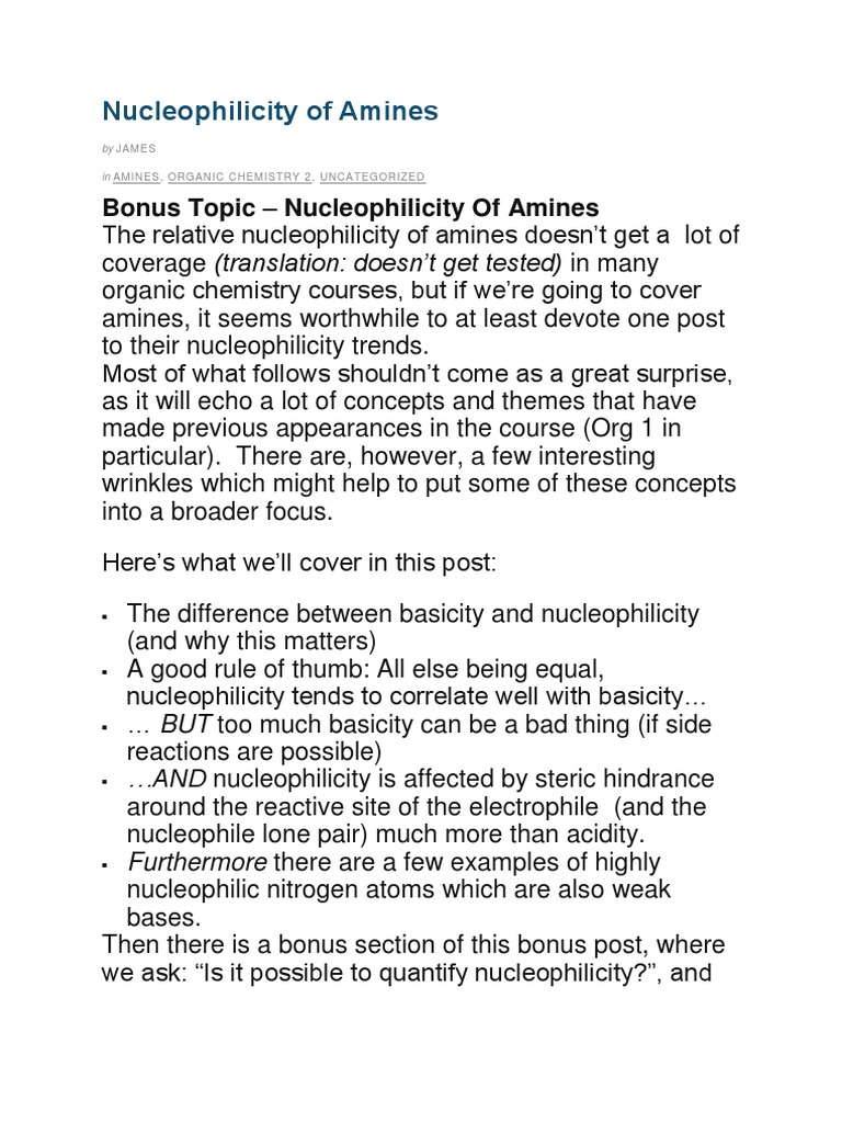 Nucleophilicity Trends in Amines | PDF | Amine | Acid