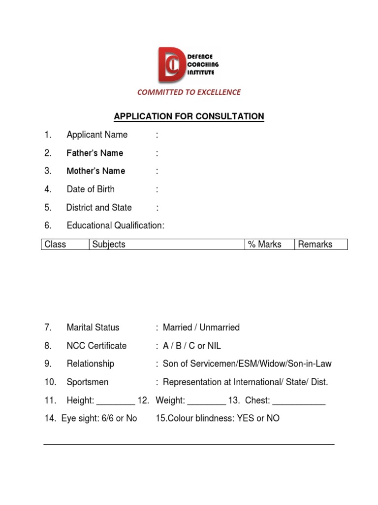 Consultation Application Form | PDF