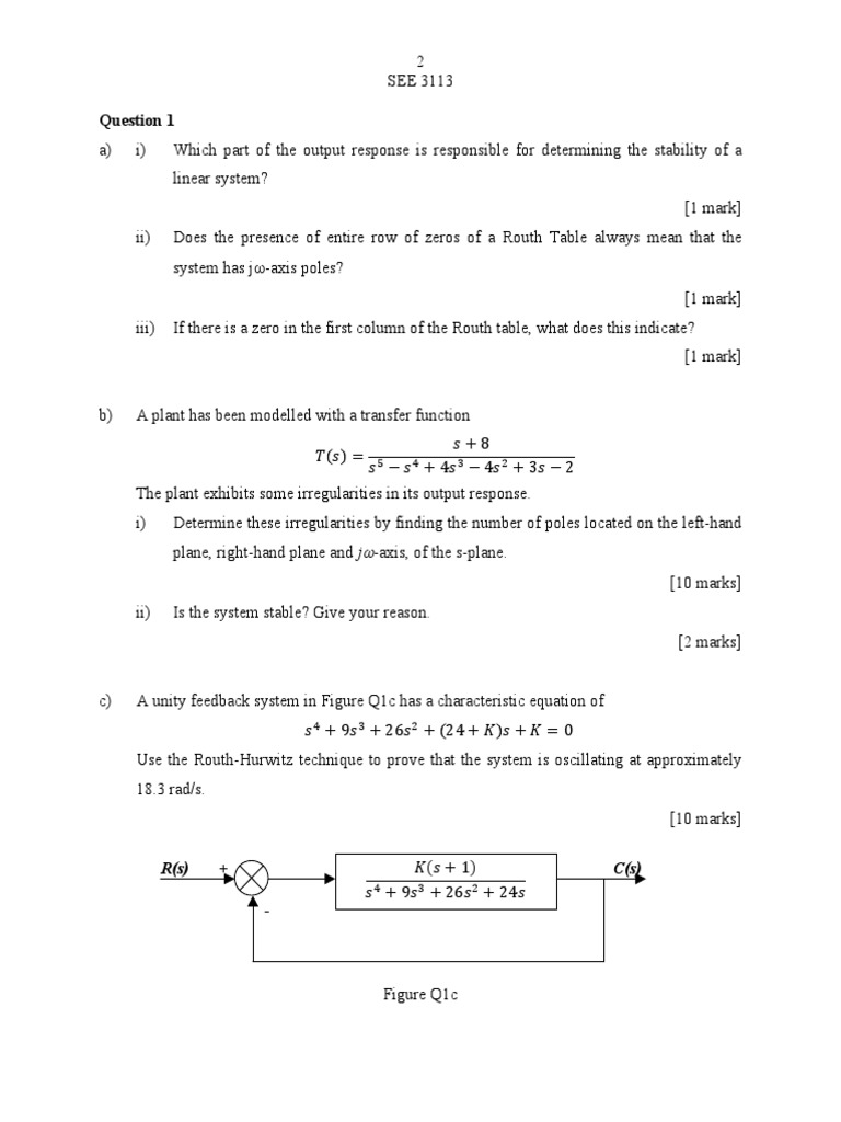 Seeing stability through Routh arrays | PDF | Electronic Engineering ...