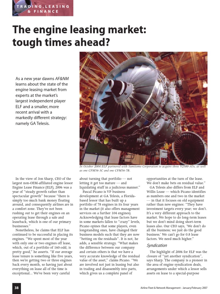 Engine Leasing Market Insights 2007 | PDF | Lease | Airlines