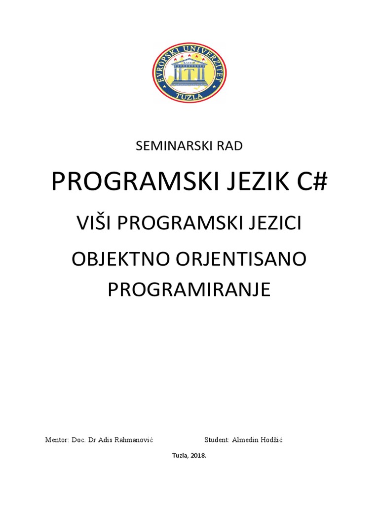 C# Seminarski Rad | PDF