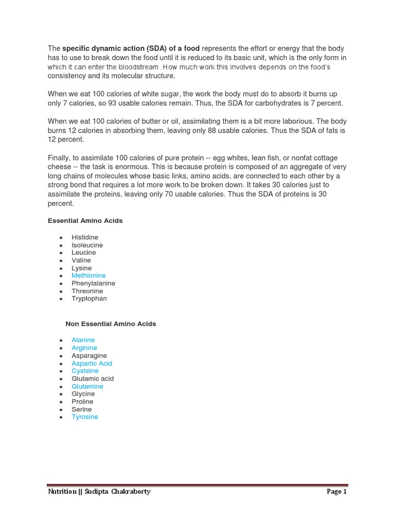 The Specific Dynamic Action | PDF | Structural Biology | Molecular ...