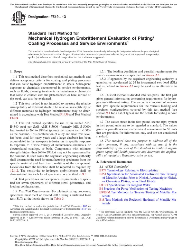 Astm F519 | PDF | Fracture | Heat Treating