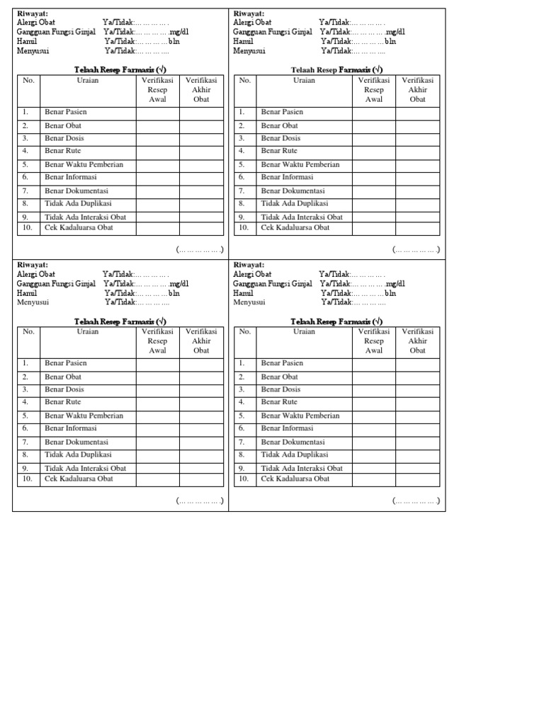 Formulir Telaah Resep | PDF
