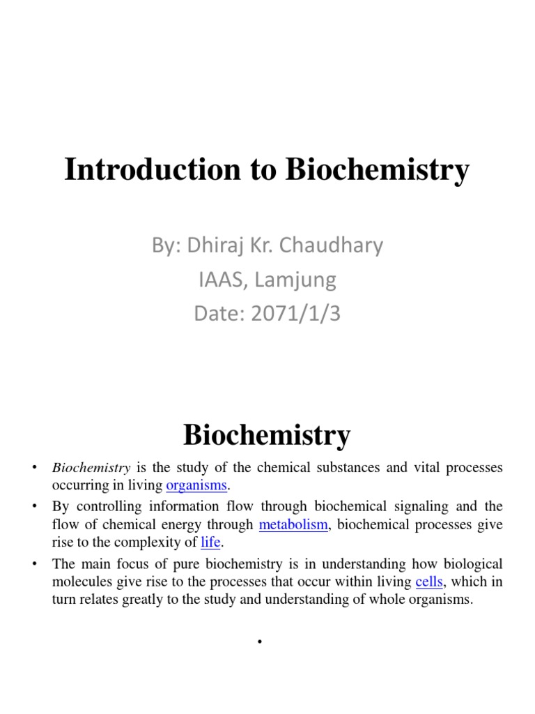 Introduction To Biochemistry | PDF | Macromolecules | Biochemistry