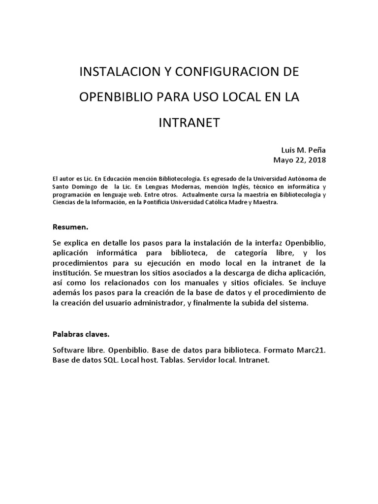 Instalacion y Configuracion de Openbiblio para Uso Local en La Intranet | PDF | Php | Servidor ...