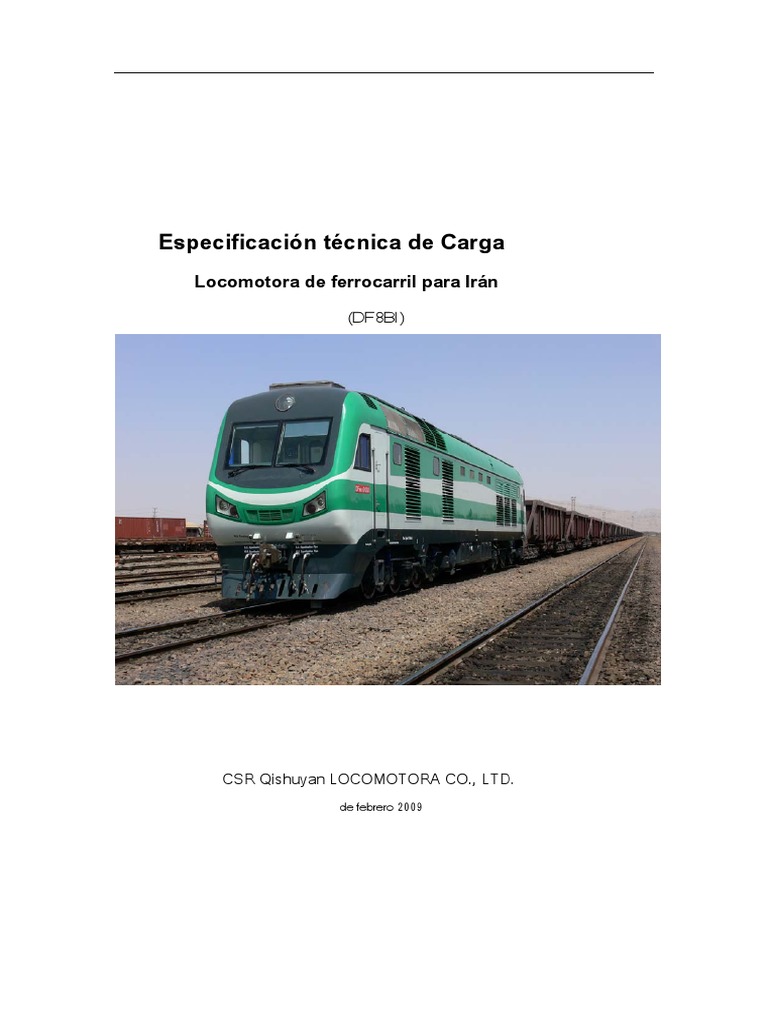 Technical Specification for DF8BI Locomotive for Iran Railway | PDF ...