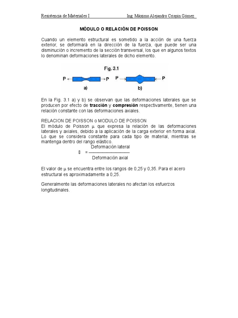 Modulo o Relacion de Poisson | PDF | Mecanica clasica | Ingeniería mecánica
