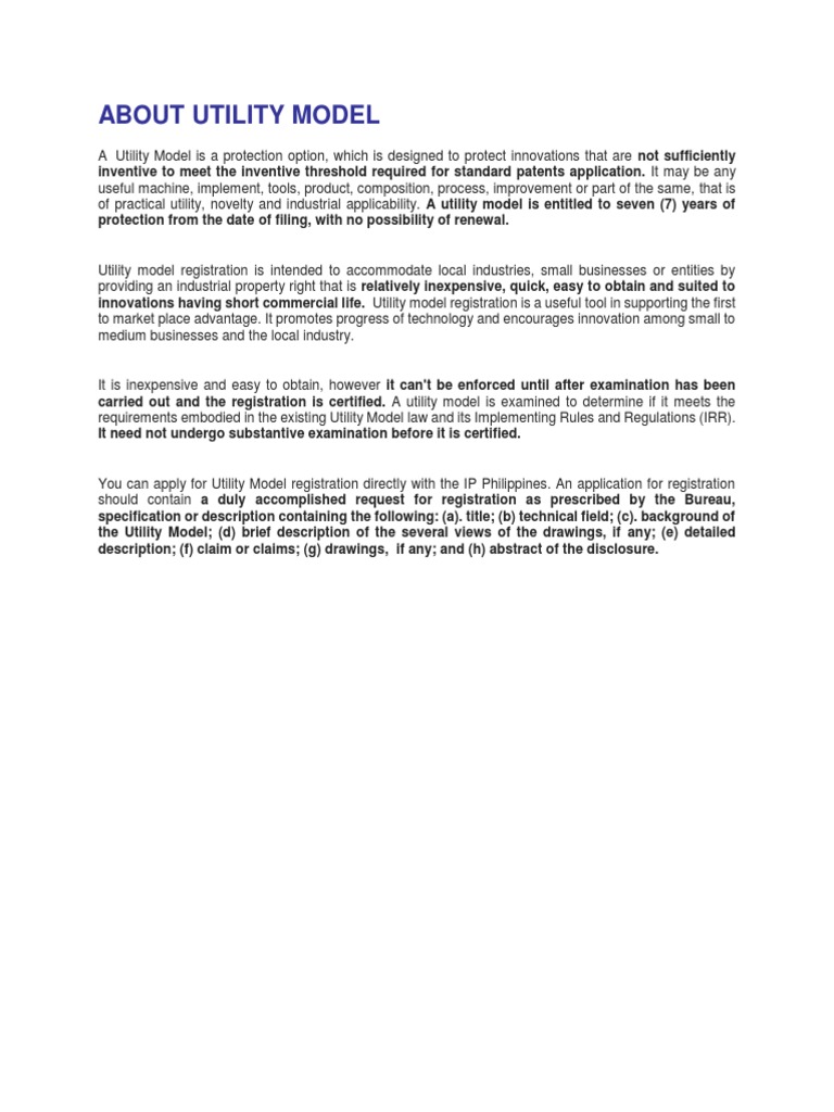 About Utility Model - Flowchart and Fees | PDF | Patent Application ...