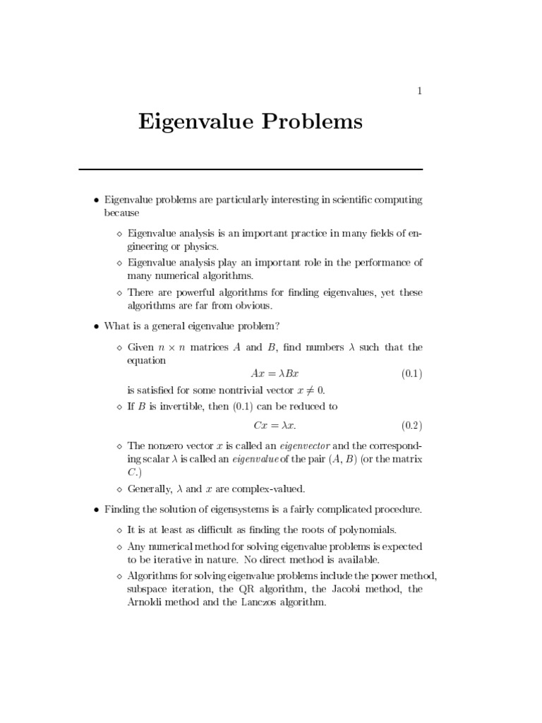 Eigenvalue Problems | PDF | Eigenvalues And Eigenvectors | Matrix (Mathematics)