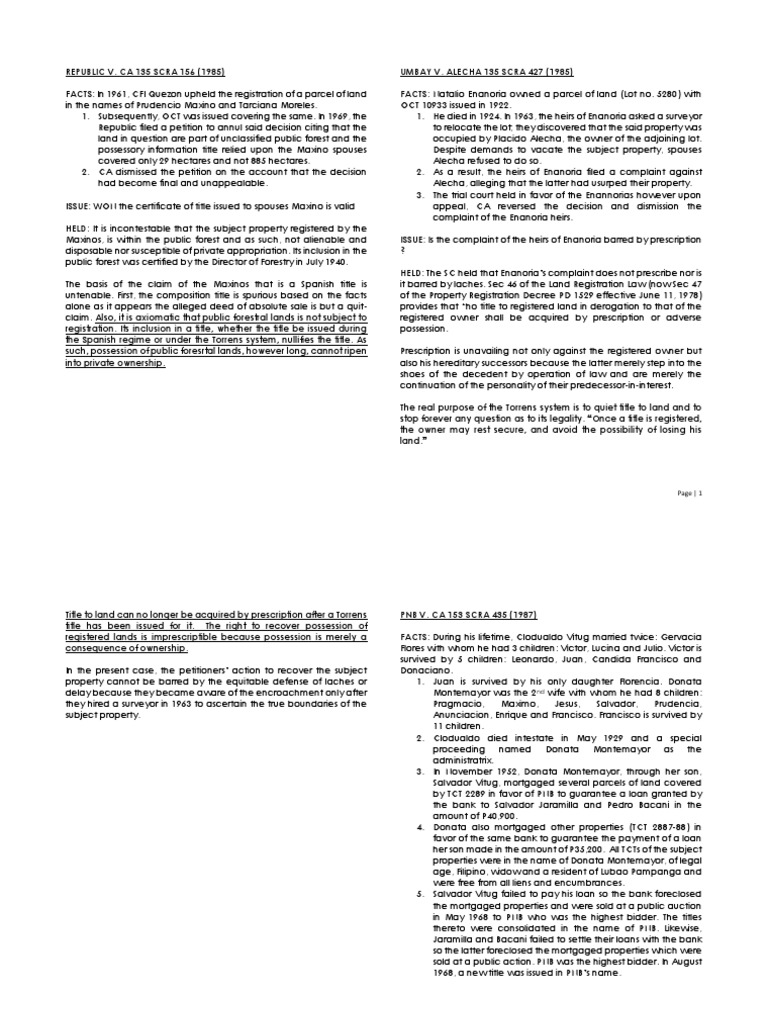 Civil Cases Digests | PDF | Foreclosure | Property Law